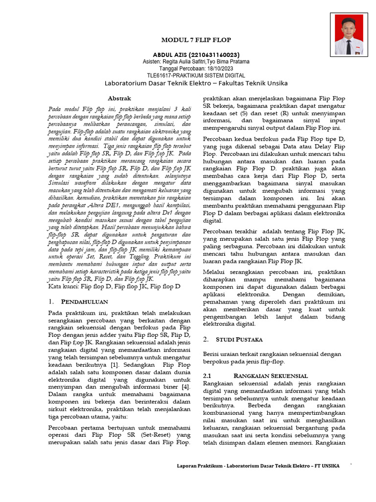 LAPORAN PRAKTIKUM MODUL 7 FLIP FLOP | PDF