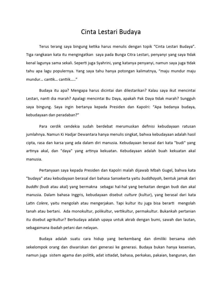 Cinta Lestari Budaya | PDF | Ilmu Sosial