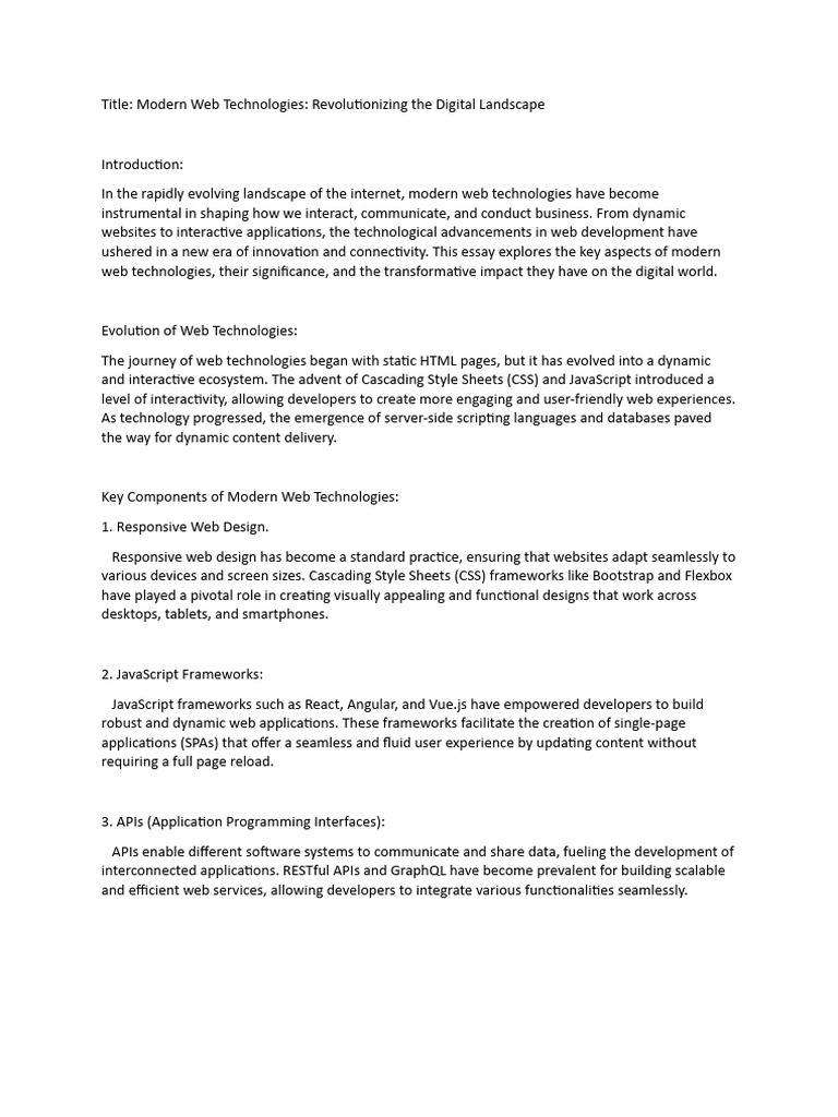 Modern Web Technologies | PDF Modern Web Technologies | PDF