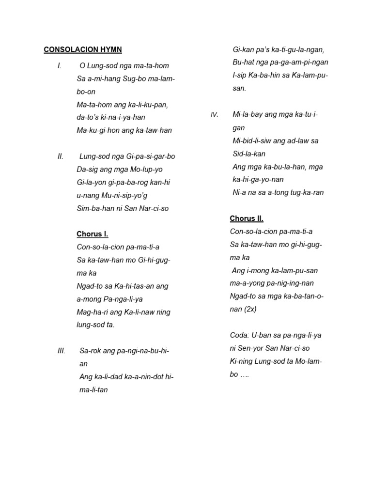 Consolacion Hymn | PDF