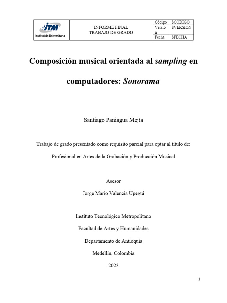 Composición Musical Orientada Al Sampling en Computadores: Sonorama ...