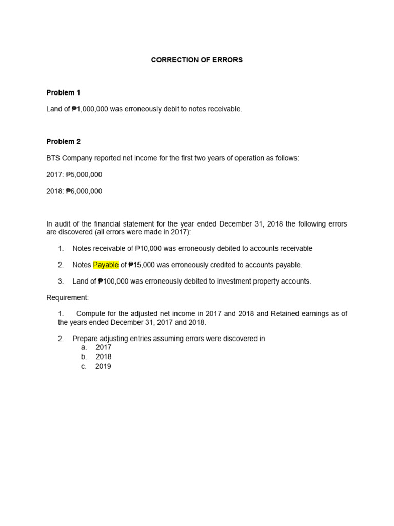 Correction of Errors Part 1 | PDF