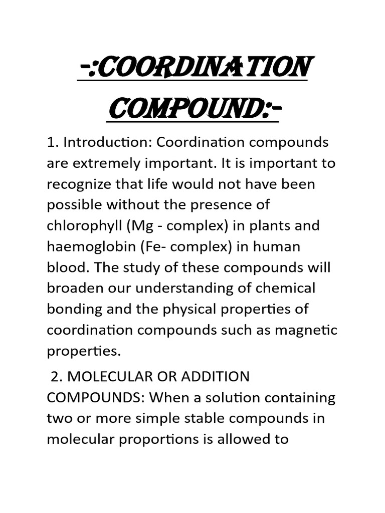 Coordination COMPOUND main | PDF | Coordination Complex | Chemical Compounds