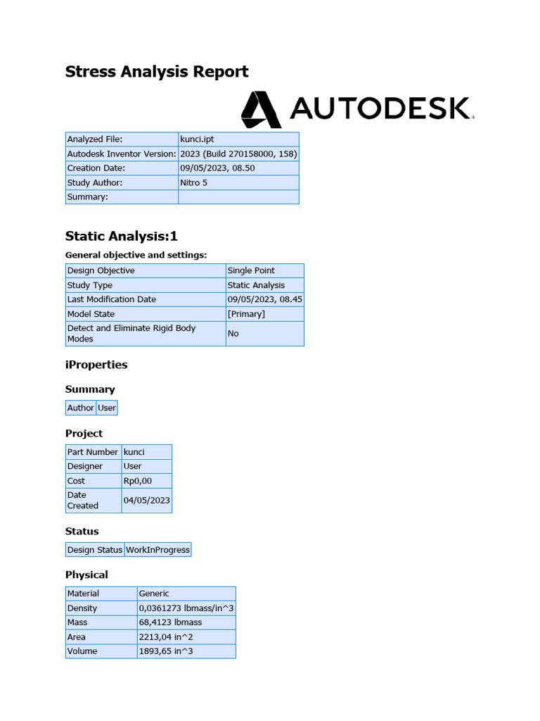 Stress Analysis Report Kunci | Download Free PDF | Civil Engineering ...