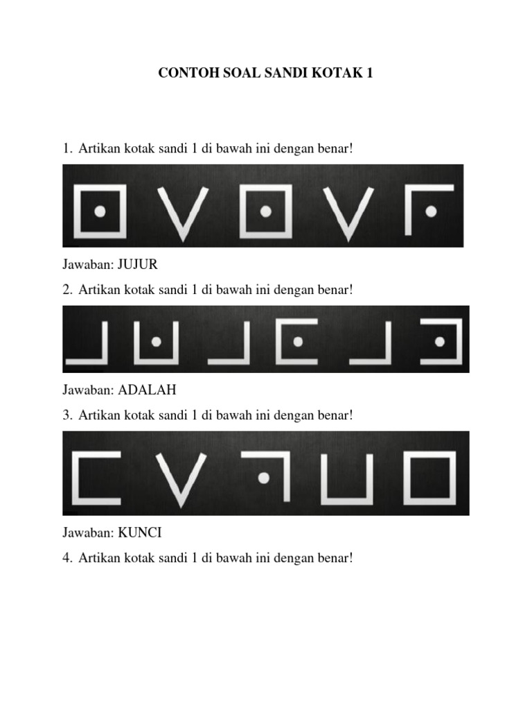 CONTOH SOAL SANDI KOTAK 1 | PDF