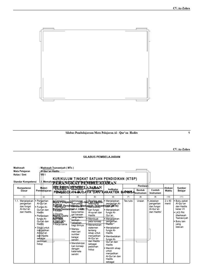 Silabus Qurdis Vii-Ix - 1-2 | PDF