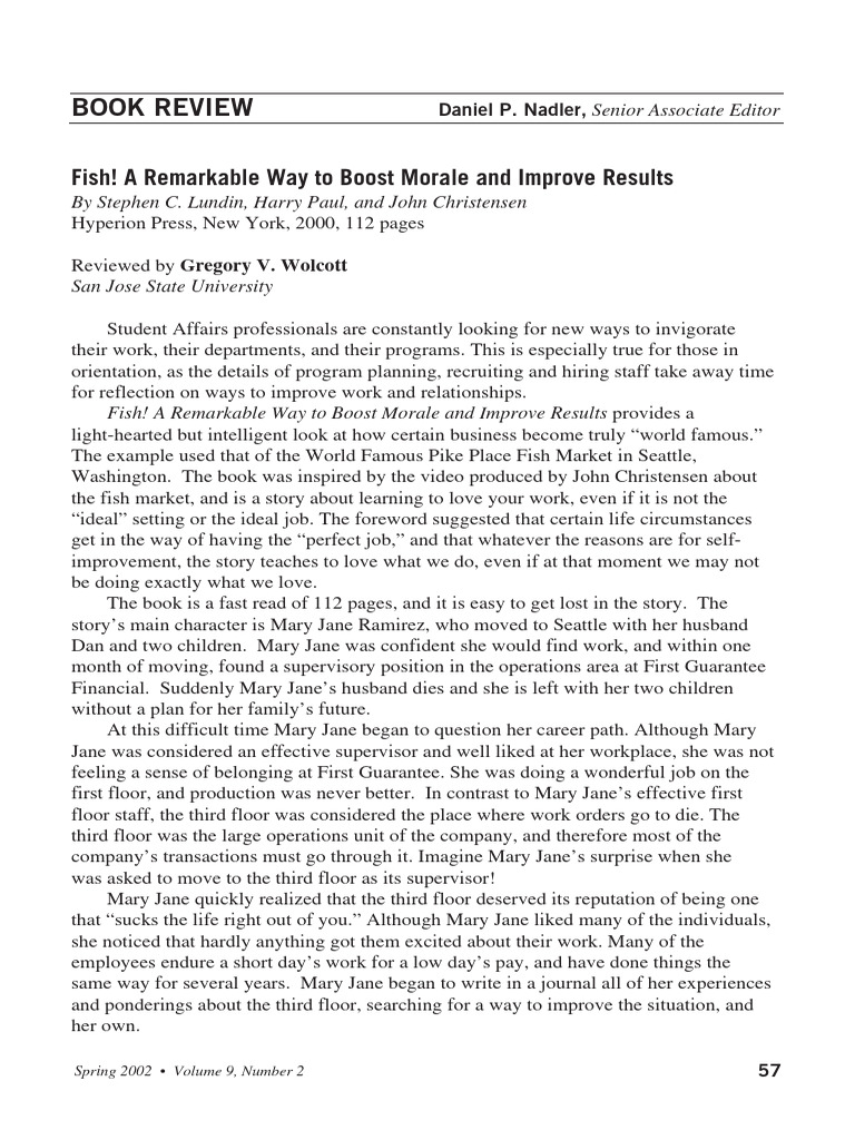 Book Review: Fish! A Remarkable Way To Boost Morale and Improve Results ...