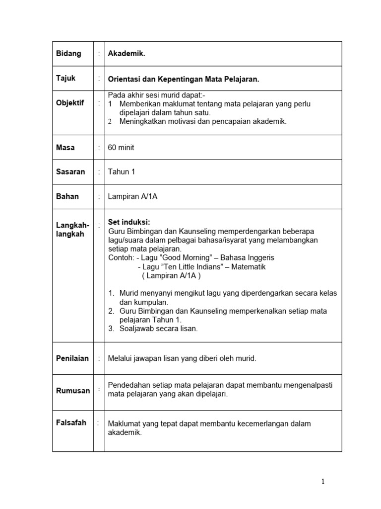 MODUL BIMBINGAN KAUNSELING TAHUN 1 I | PDF