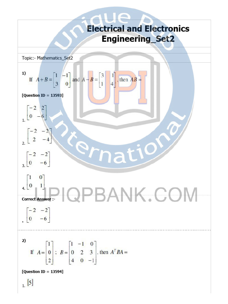 Electrical, Physics, Chemistry Questions Set | PDF | Teaching Methods & Materials