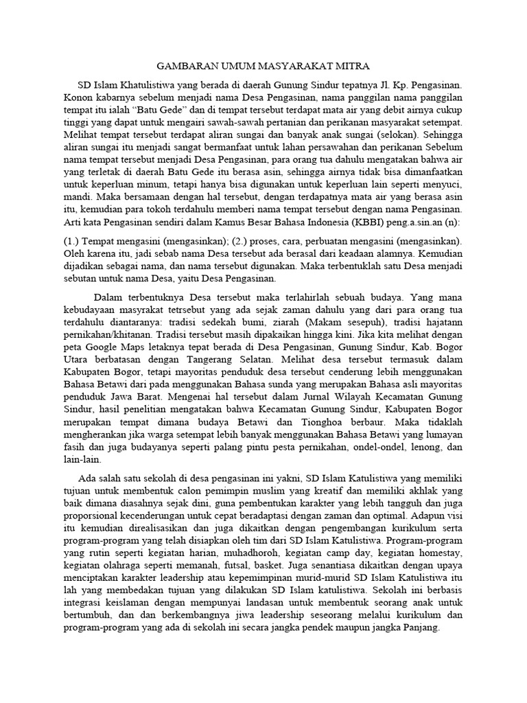 Gambaran Umum Masyarakat Mitra | PDF