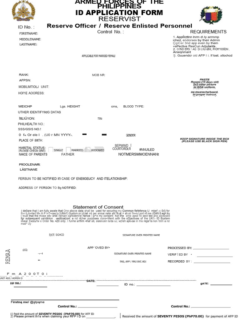 Reservist ID Form2 | PDF