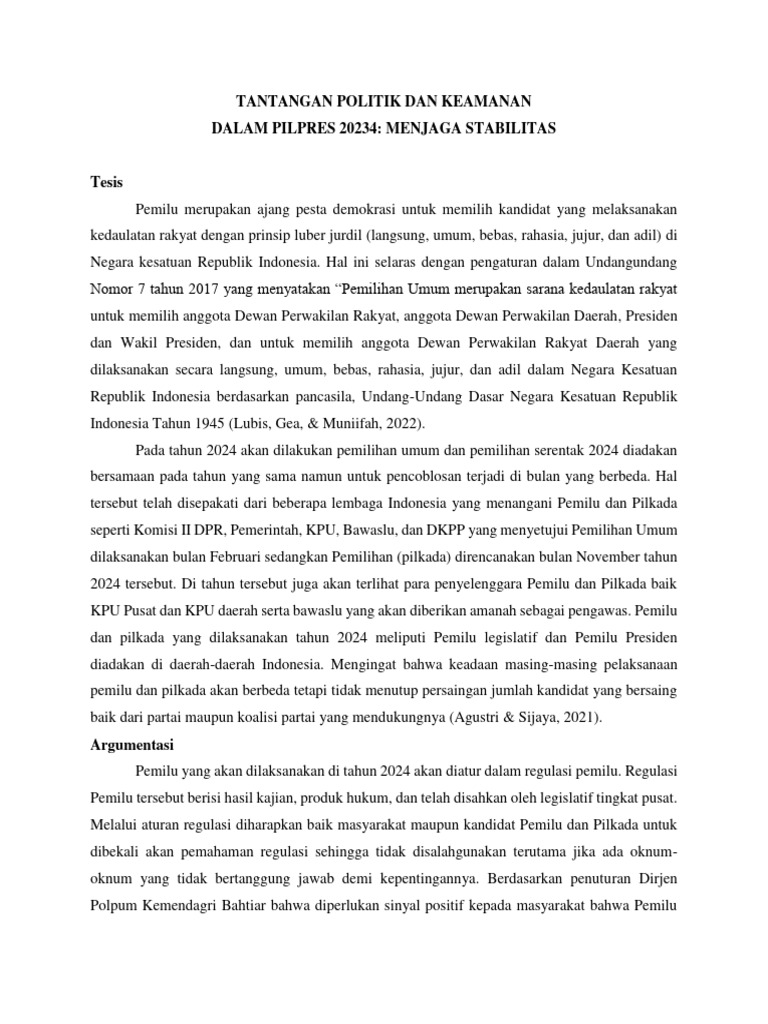 Essay Pemilu | PDF | Hukum