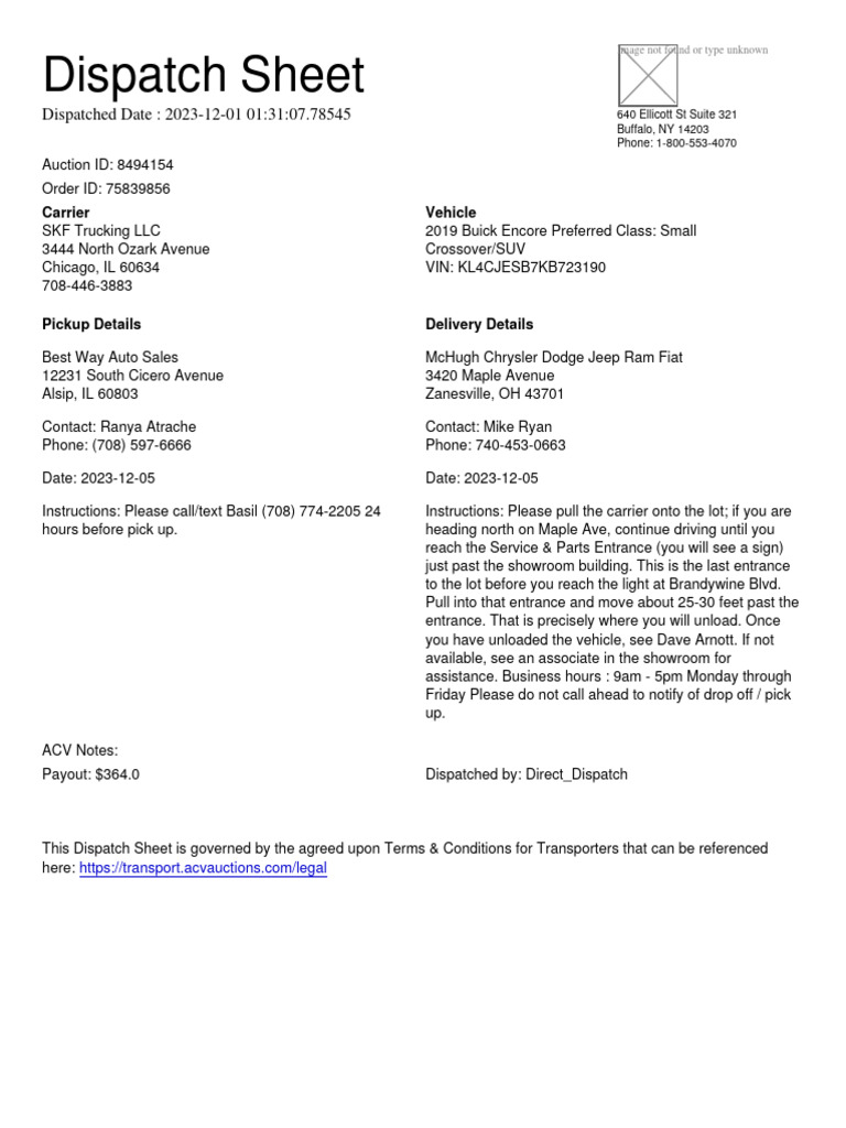 DispatchSheet 8494154 | PDF