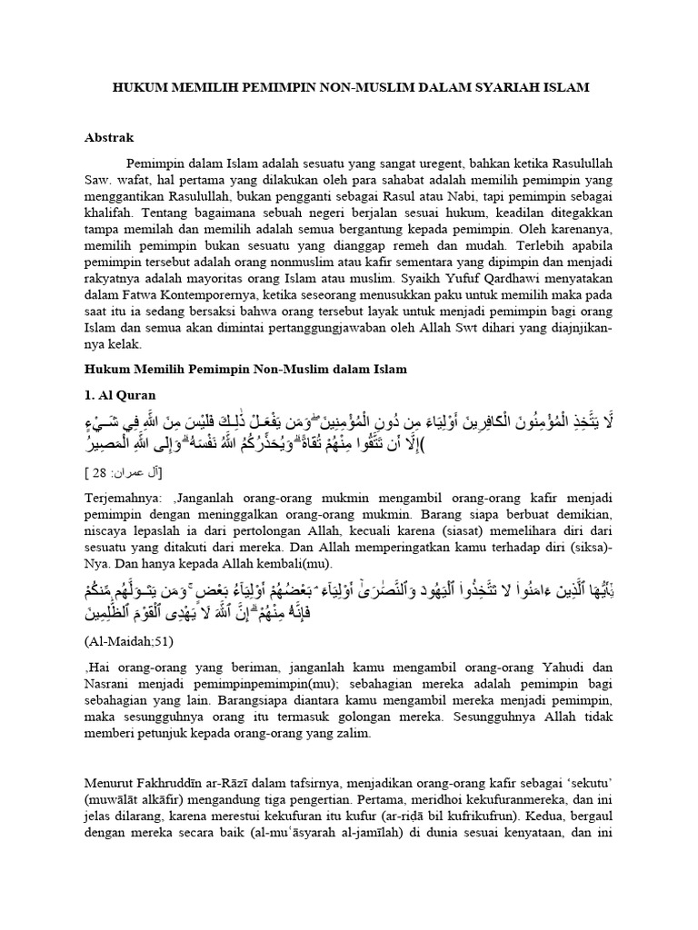 Hukum Memilih Pemimpin Non | PDF | Ilmu Sosial | Agama & Spiritualitas