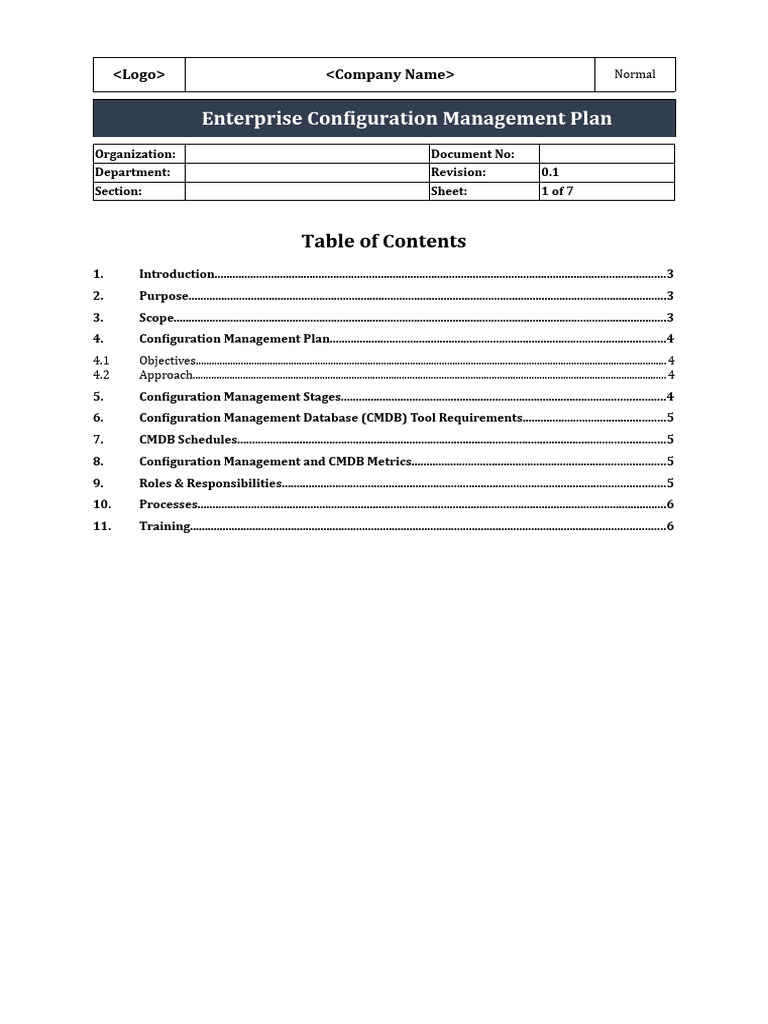 Configuration Management Plan Template | PDF