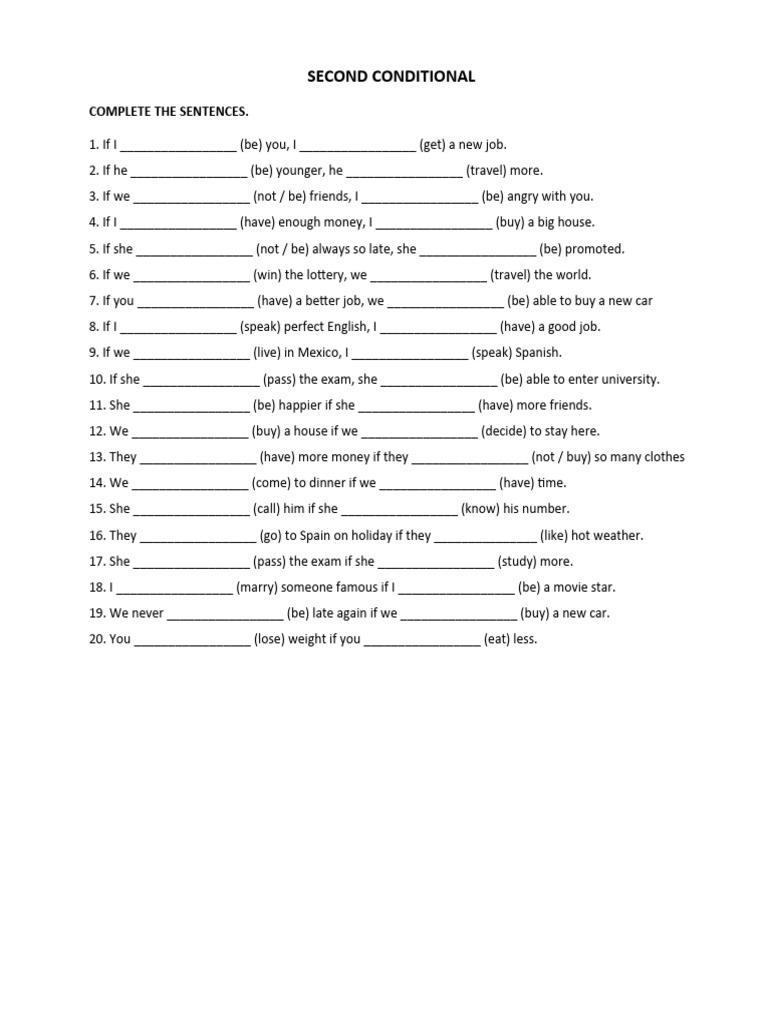 SECOND CONDITIONAL EXERCISES | PDF