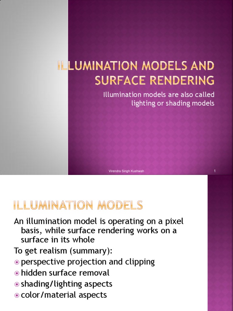 Illumination Models Are Also Called Lighting or Shading Models | PDF ...