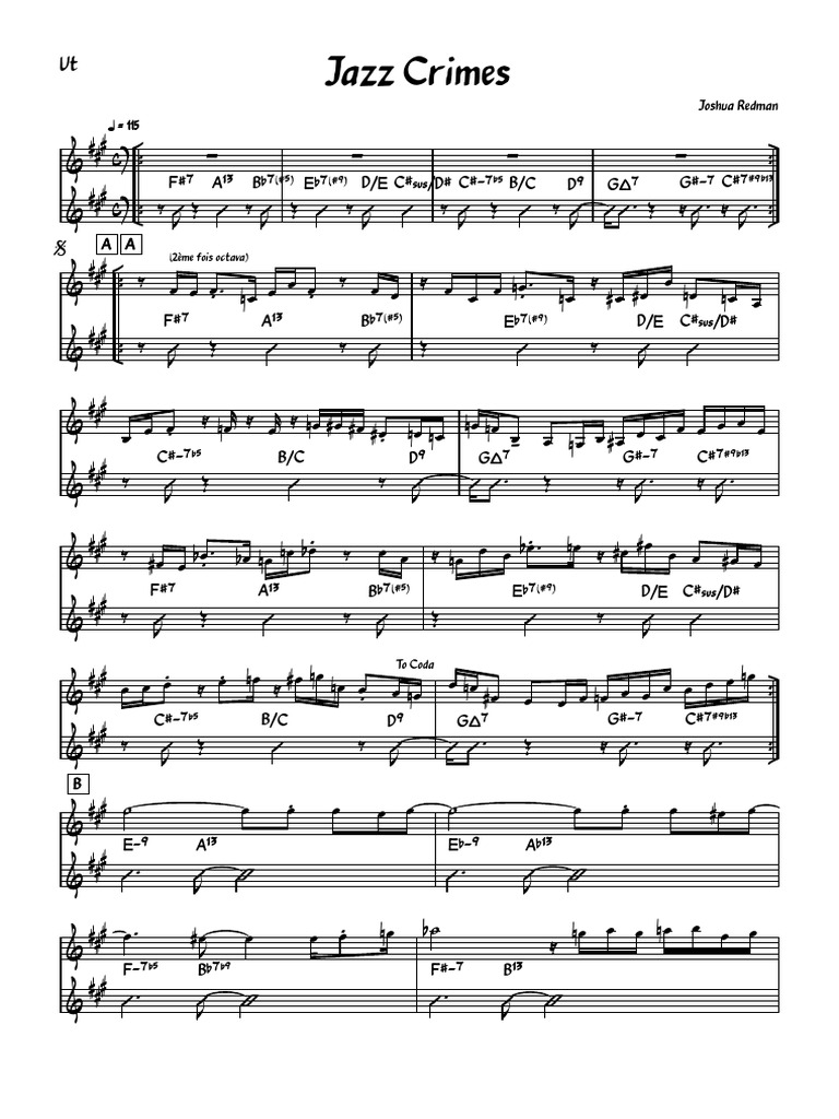 Joshua Redman Jazz Crimes Sheet Music | PDF