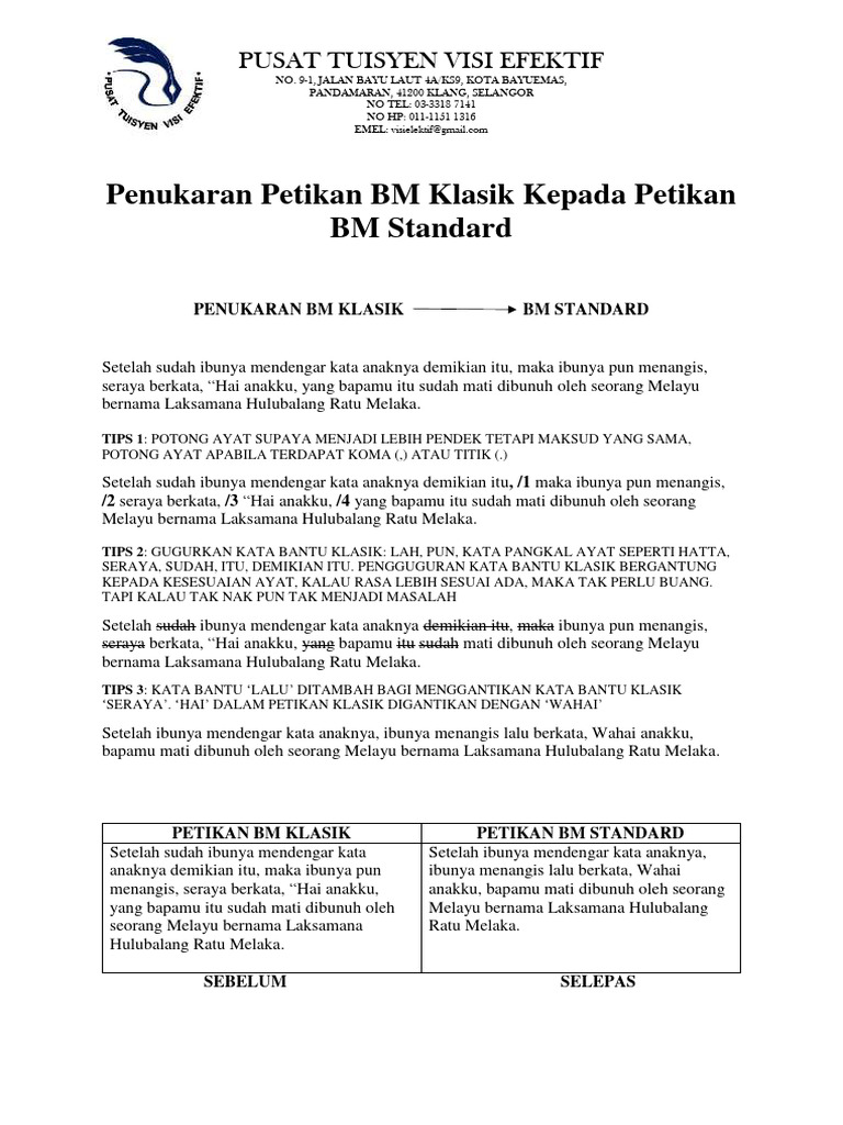 Bm Klasik Kepada Bm Standard Pdf
