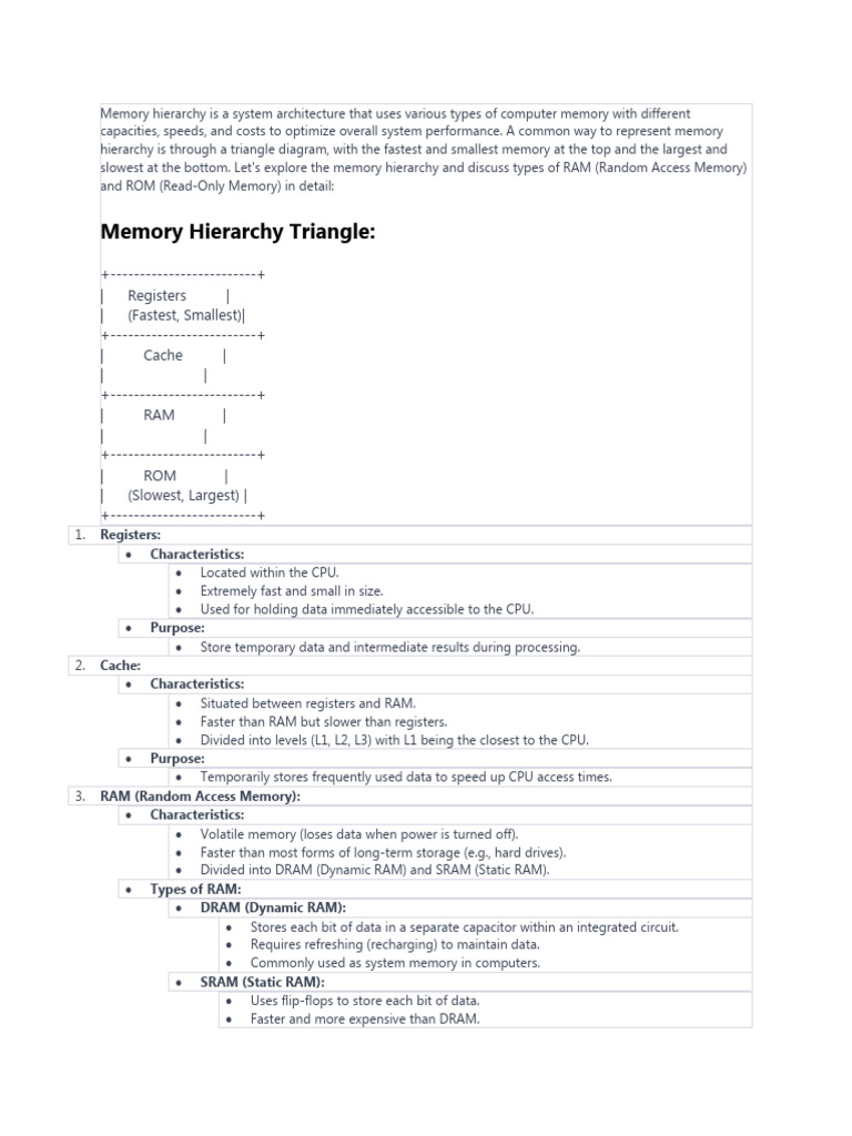 Memory Hierarchy Triangle:: Characteristics | Download Free PDF | Random Access Memory | Read ...