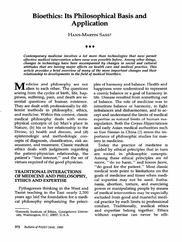 Bioethics, Philosophical Basis and Its Application | PDF