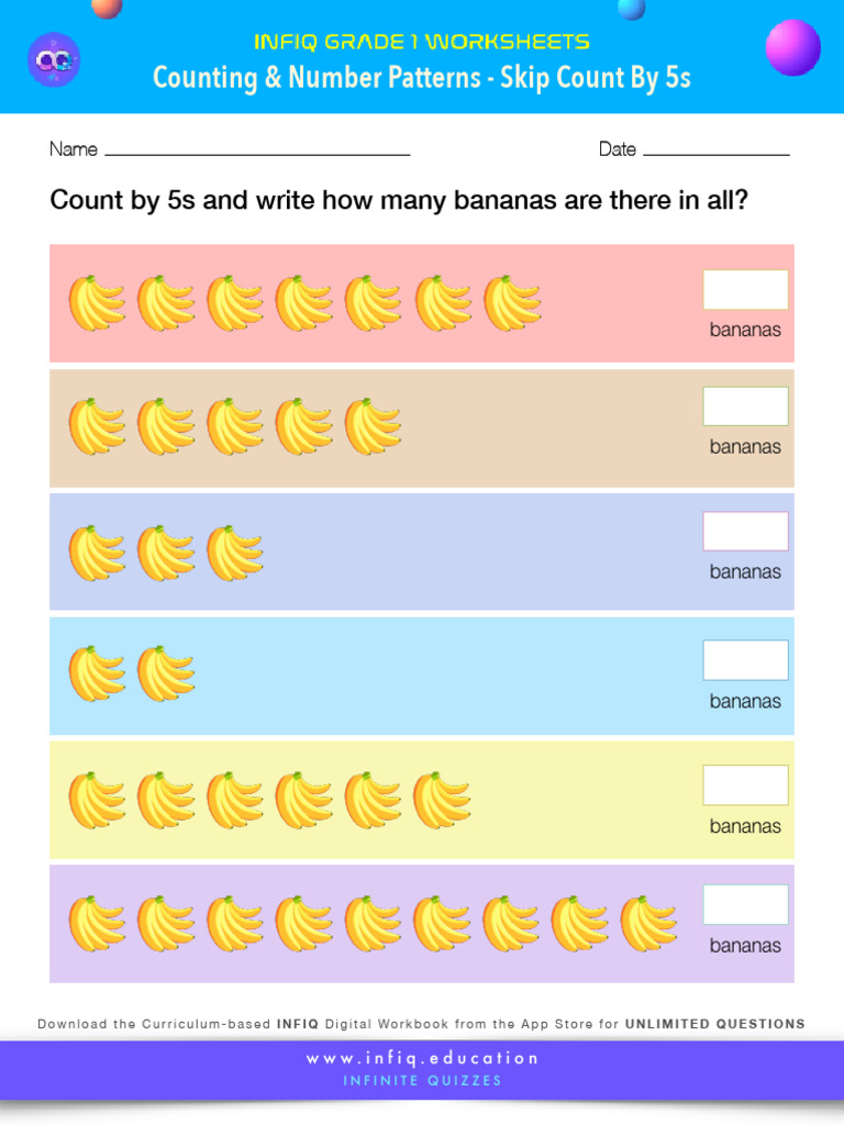 Counting & Number Patterns - Skip Count by 5s: Count by 5s and Write ...