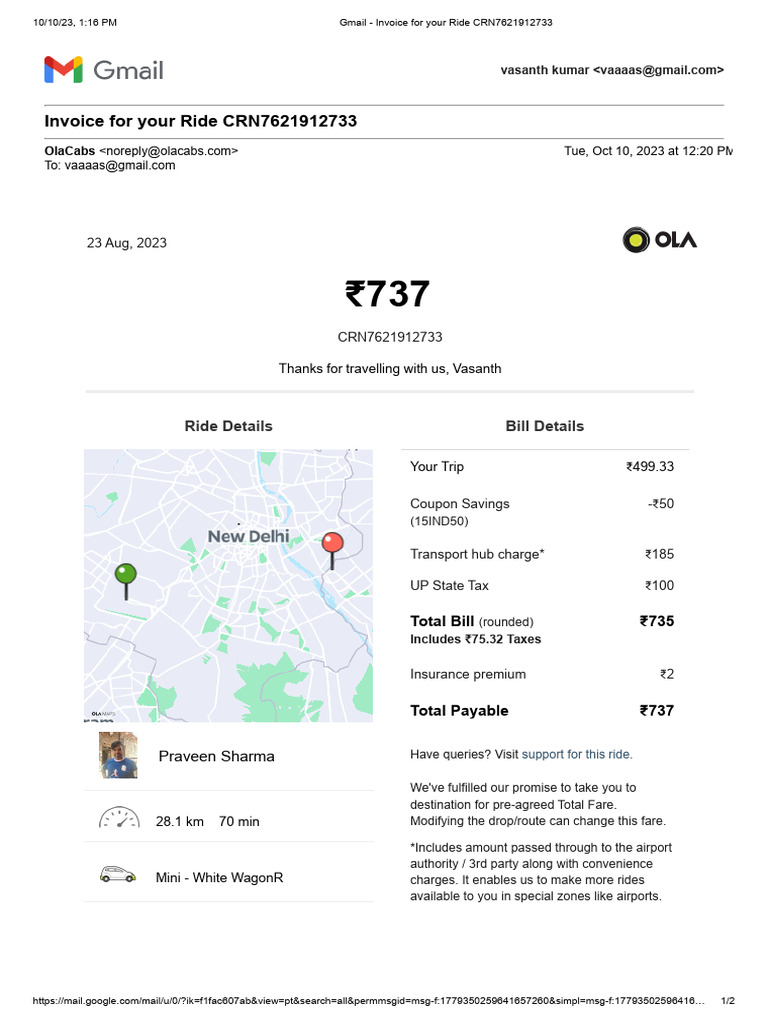 Gmail - Invoice For Your Ride CRN7621912733-737 | PDF