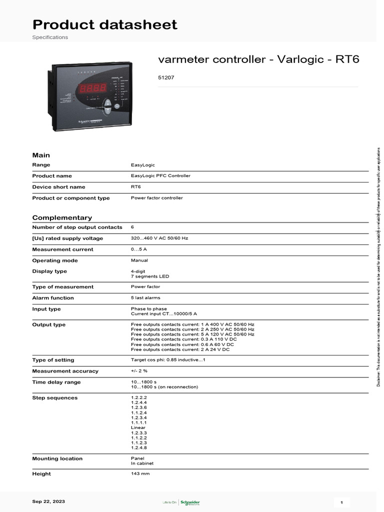 Varlogic RT6 Power Factor Controller | PDF