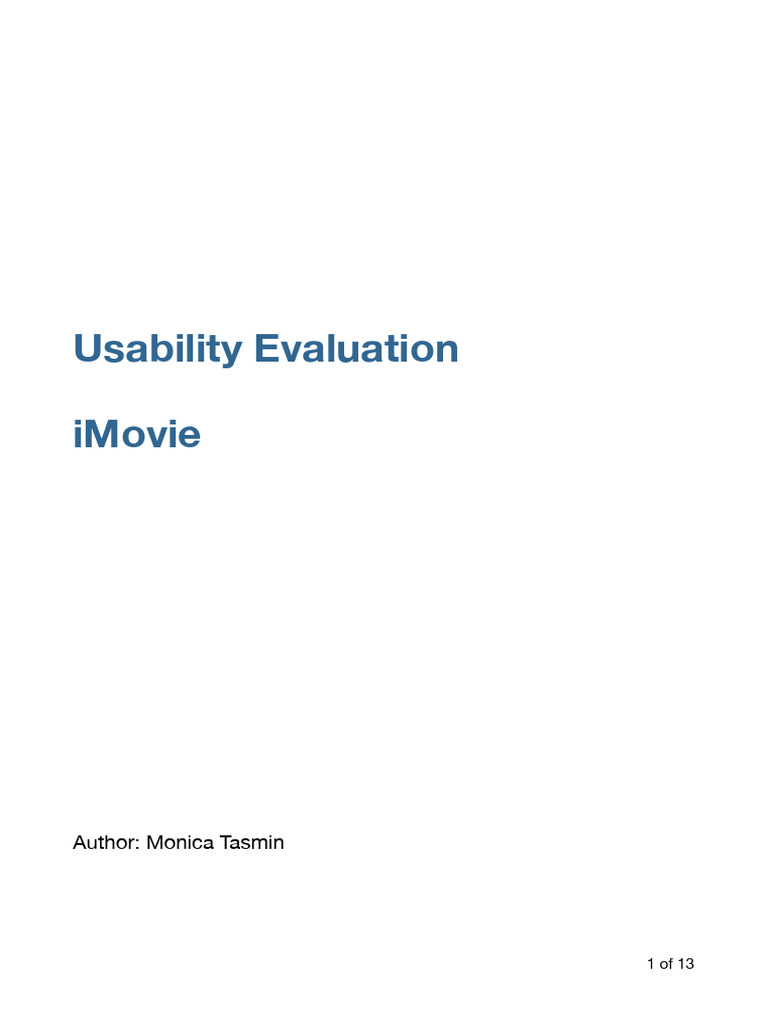 Imovie Usability Evaluation | PDF | Business | Computers