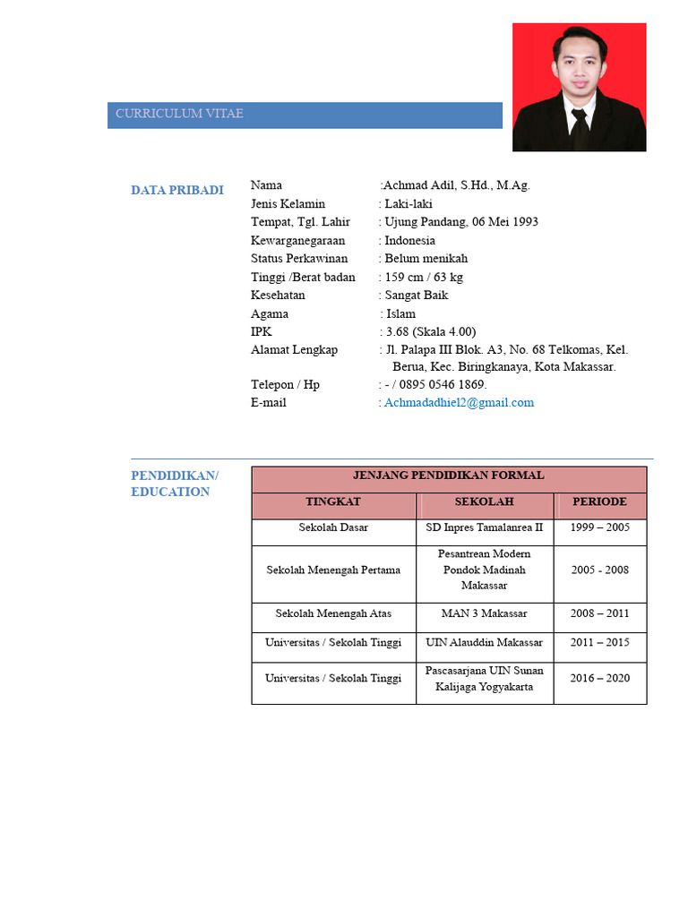 CV Achmad Adil New | PDF