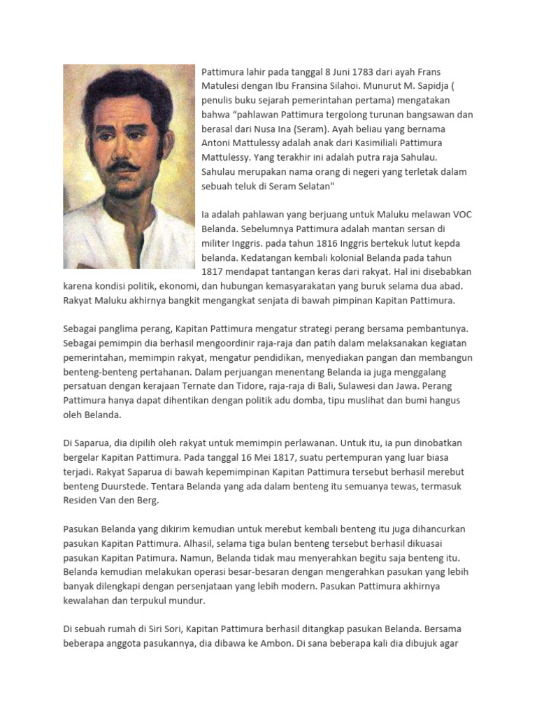 Kapitan Pattimura: Pahlawan Maluku | PDF