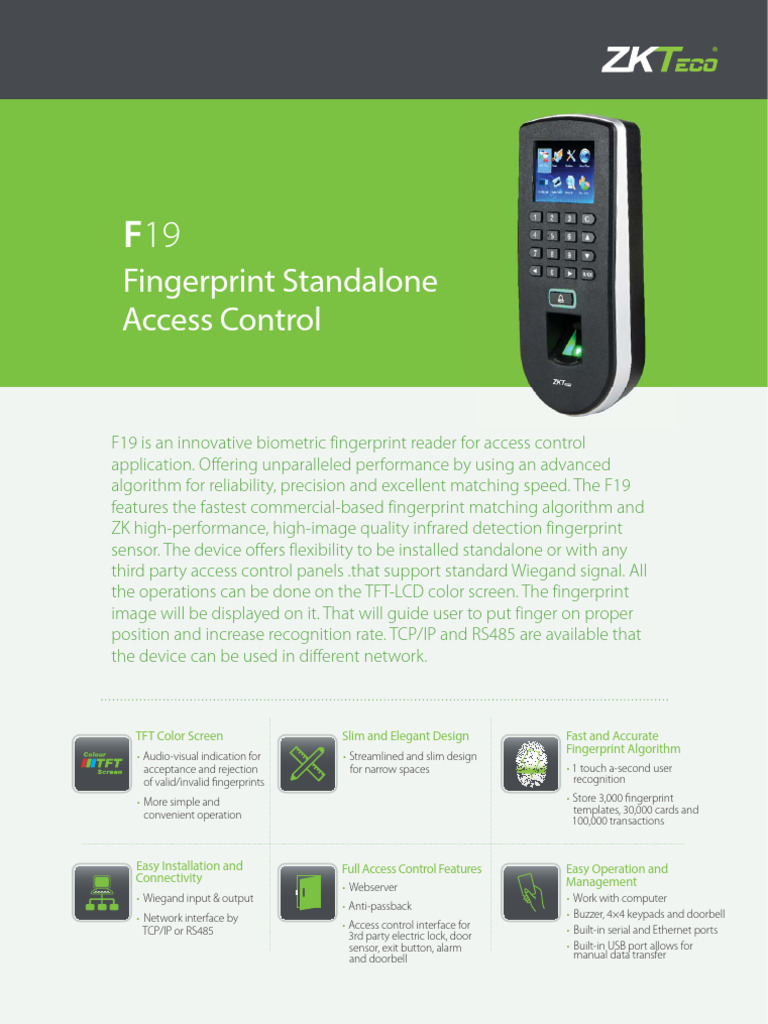 F19 Leaflet | PDF | Access Control | Fingerprint