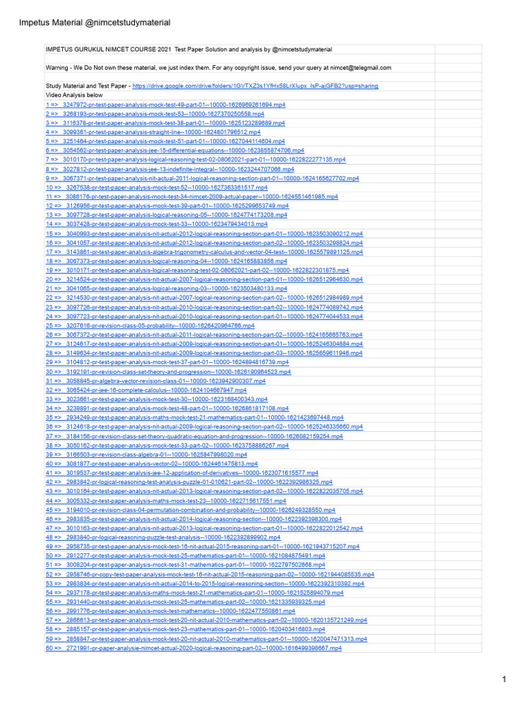 Impetus Material @nimcetstudymaterial | PDF