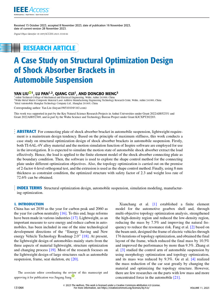 A Case Study On Structural Optimization Design of Shock Absorber ...
