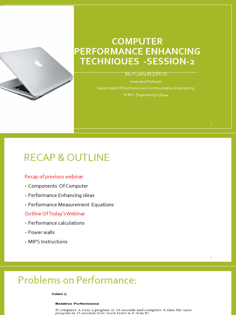 Computer Performance Enhancing Techniques - Session-2 | PDF