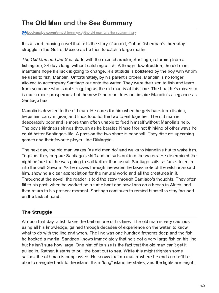 The Old Man and The Sea Summary | PDF