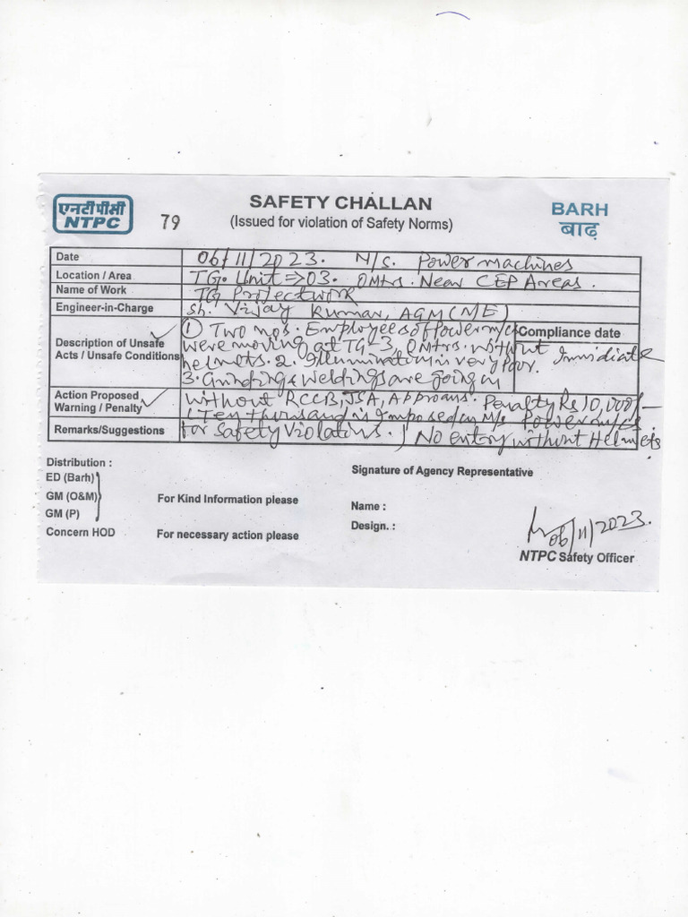challan 6 11 23 power machine | PDF