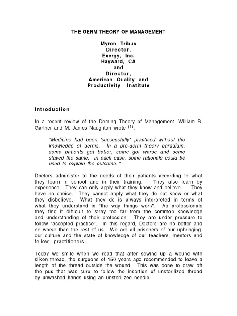Germ Theory in Management Practices | PDF | Science & Mathematics