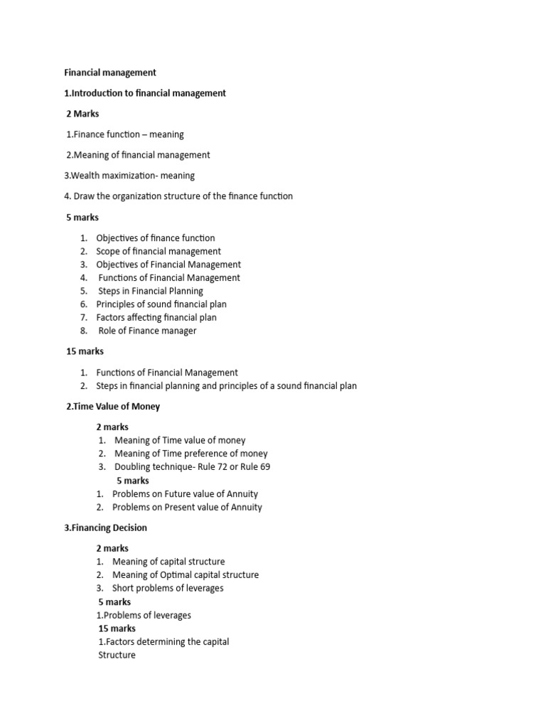Financial management questions | PDF