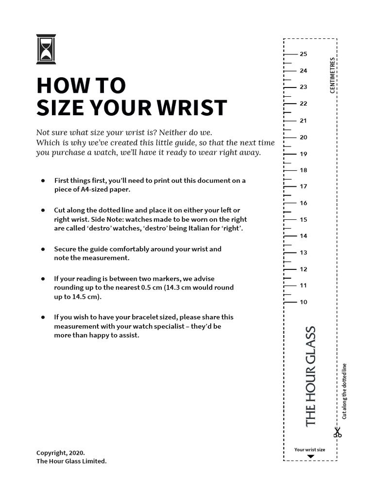Wrist Size Guide - HourGlass | PDF