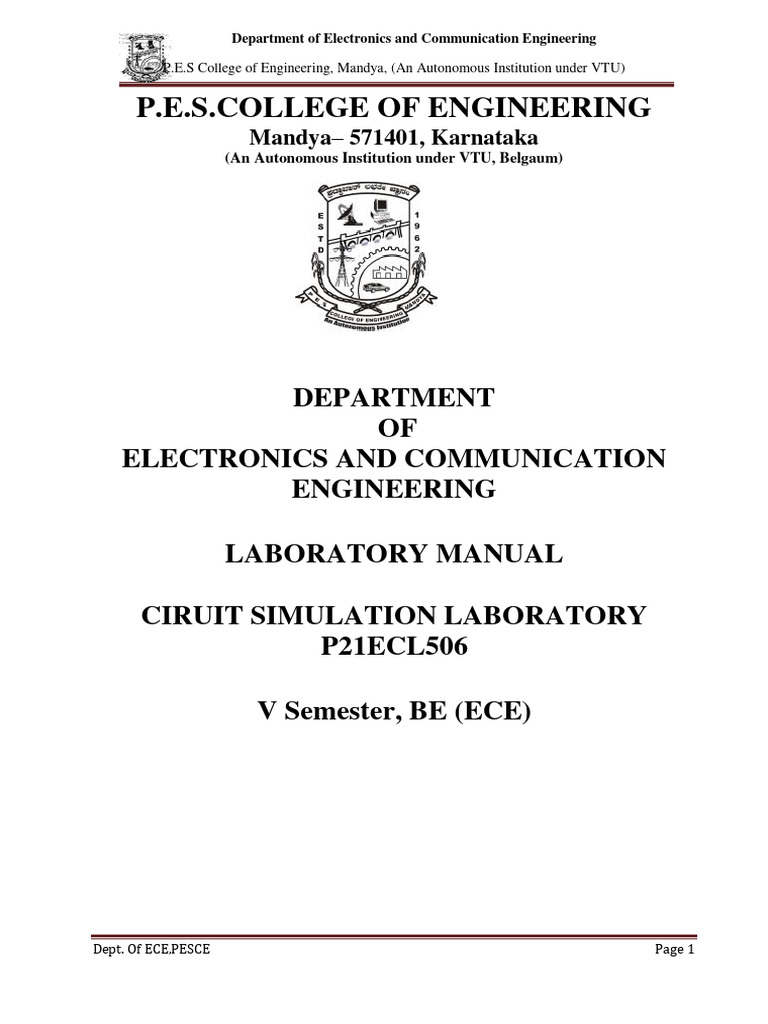 Circuit Simulation Lab Manual | PDF