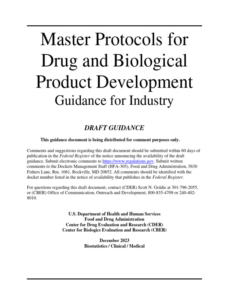 Master Protocols Draft Guidance For Industry | PDF | Clinical Trial ...