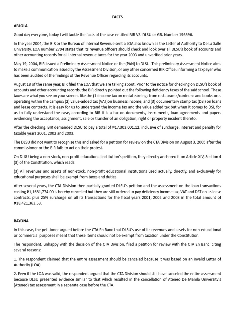 Cir Dlsu Script | PDF | Finance & Money Management | Law