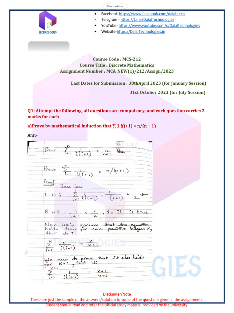 MCS 212 DalalTechnologies | PDF MCS 212 DalalTechnologies | PDF