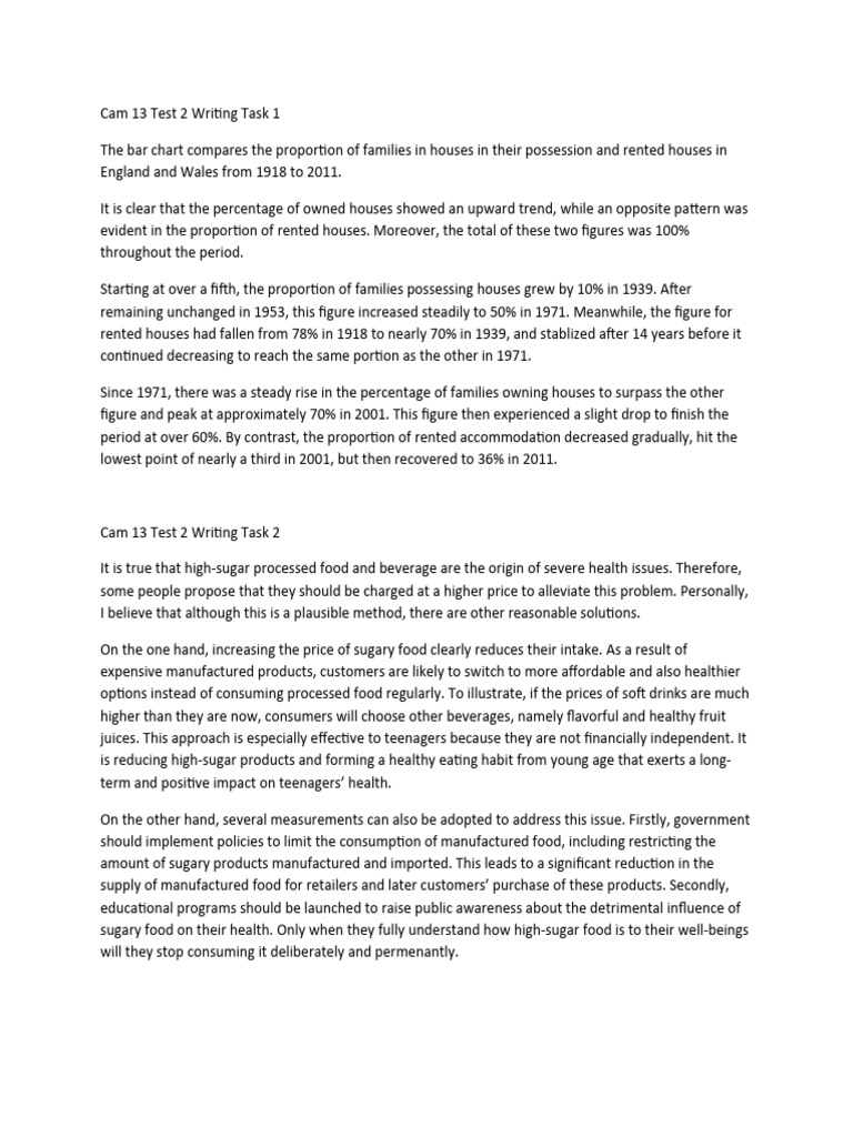 Cambridge 13 Test 2 - Writing Sample | PDF | Soft Drink | Economies
