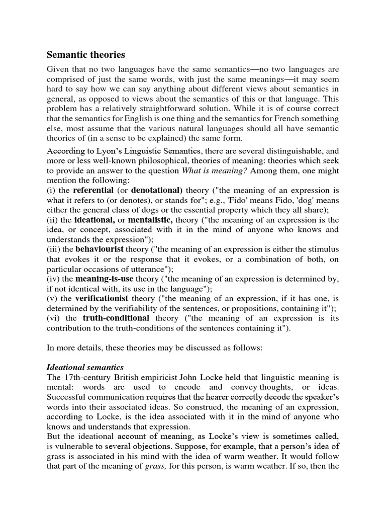 Semantic Theories | PDF