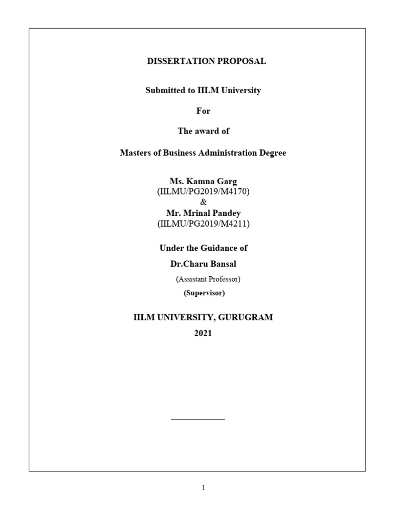 Dissertation Proposal - Kamna Garg & Mrinal Pandey | PDF | Business ...