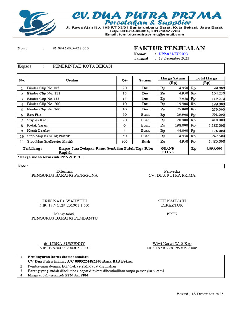 Faktur Jati Ranggon Bahan ATK 2 2023 | PDF