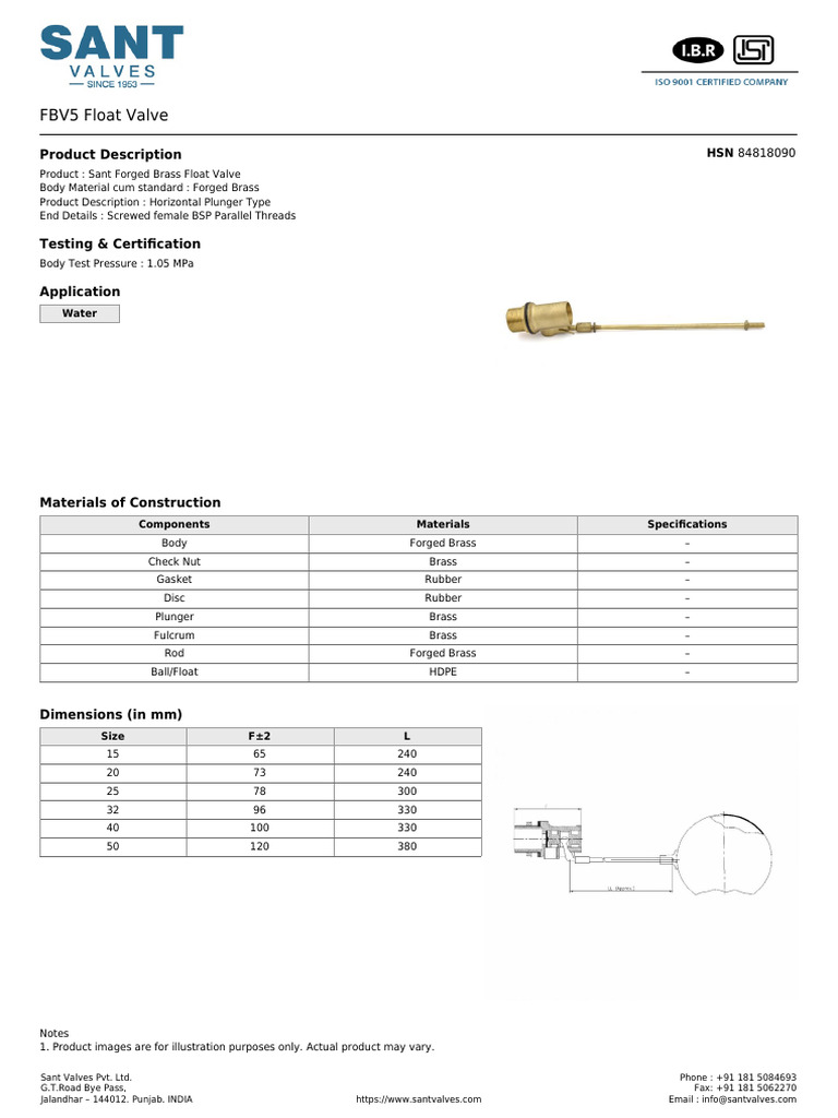 FBV5 Float Valve | PDF