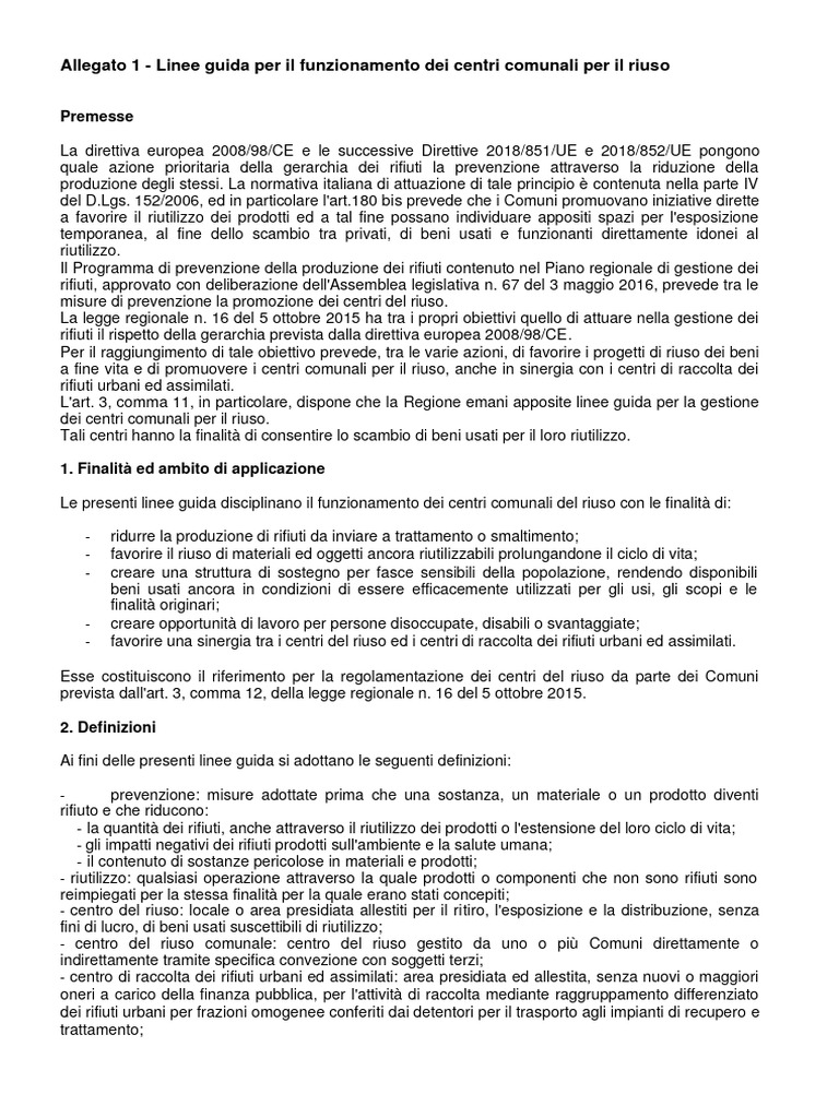 Linee Guida Centri-Comunali | PDF